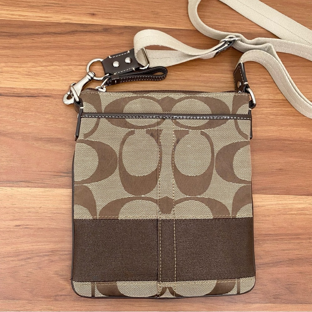 Coach Signature Stripe Swingpack Brown Messenger Cros… - Gem